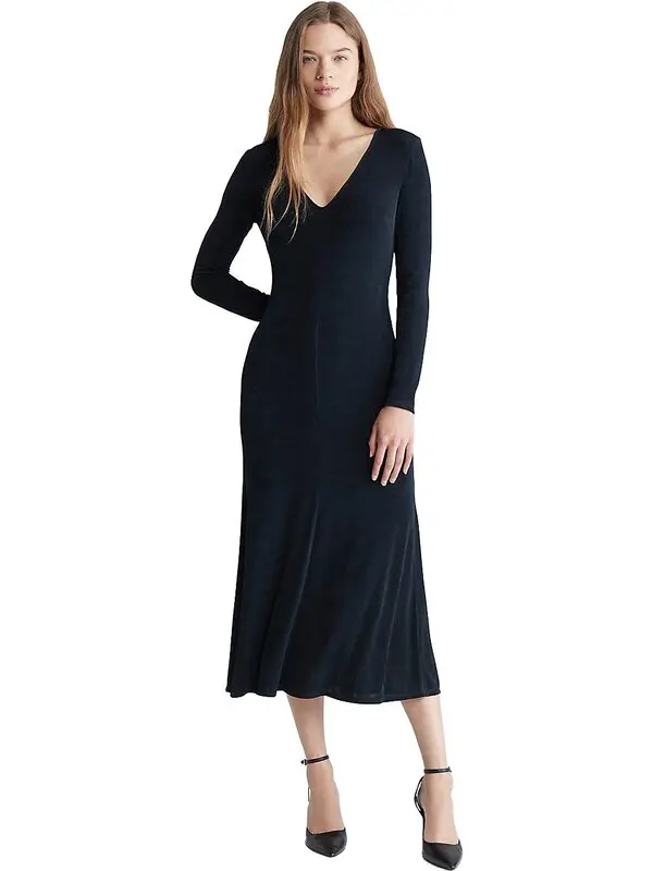Calvin Klein V-neck Midi Dress - Black Beauty
