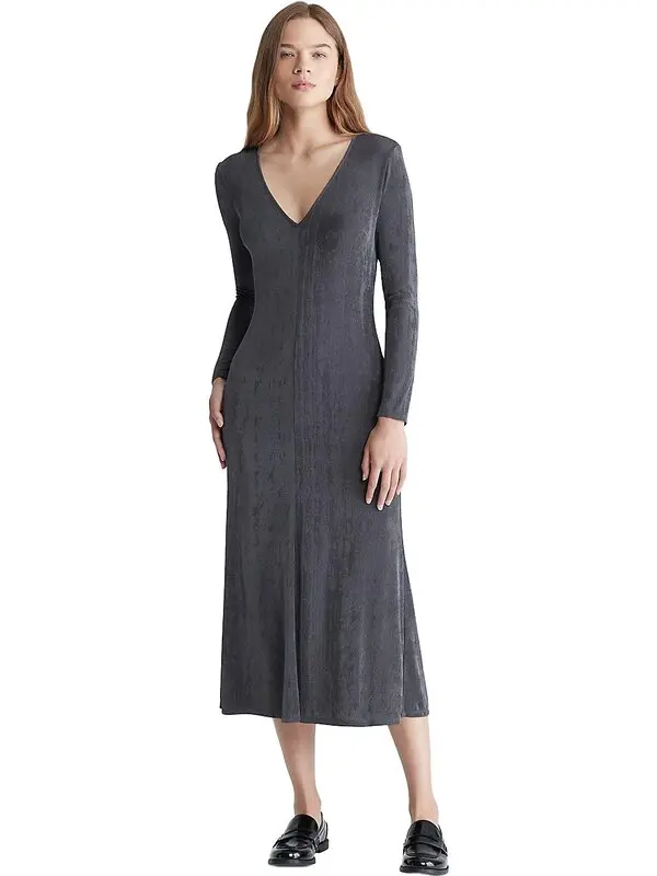 Calvin Klein V-neck Midi Dress - Forged Iron