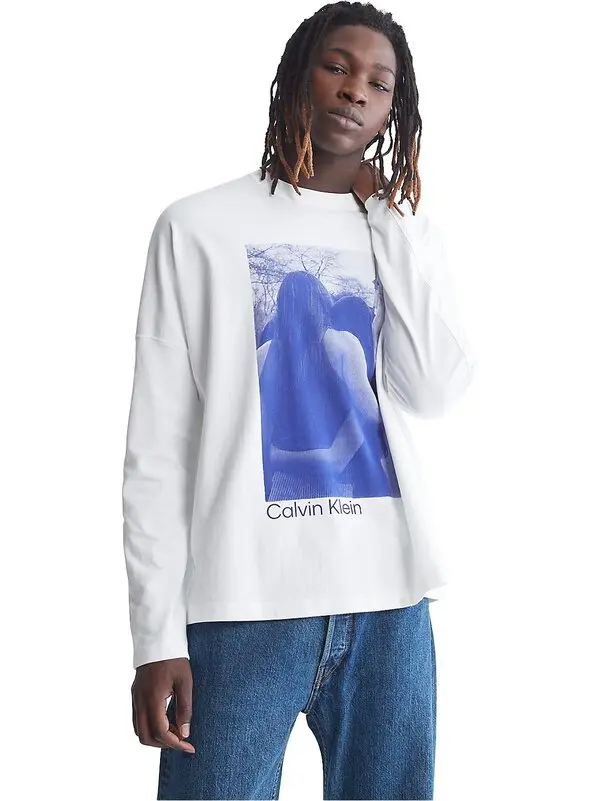 Calvin Klein Standards Frisbee Graphic Long Sleeve Tee - Brilliant White