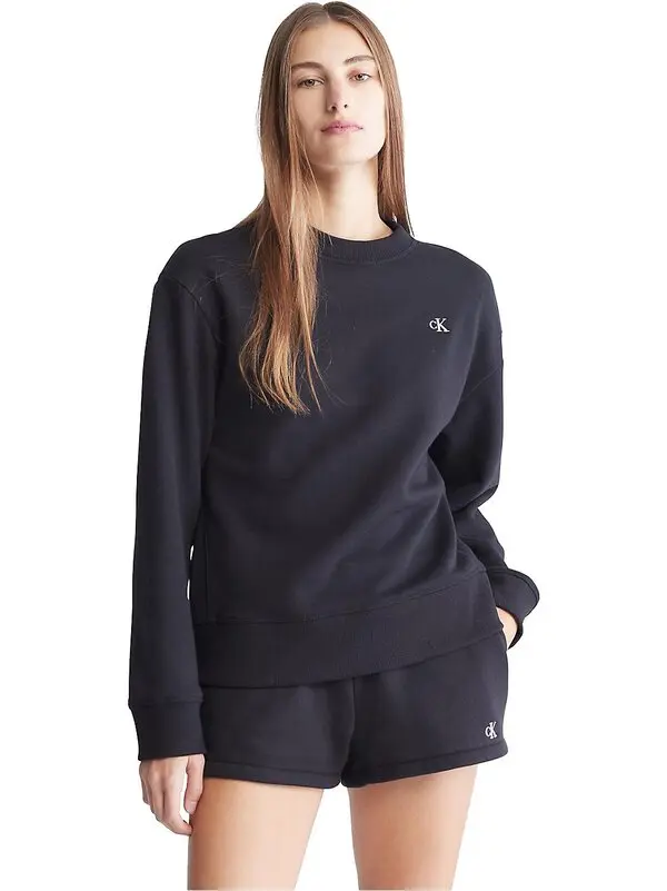 Calvin Klein Archive Logo Fleece Crewneck Sweatshirt - Black