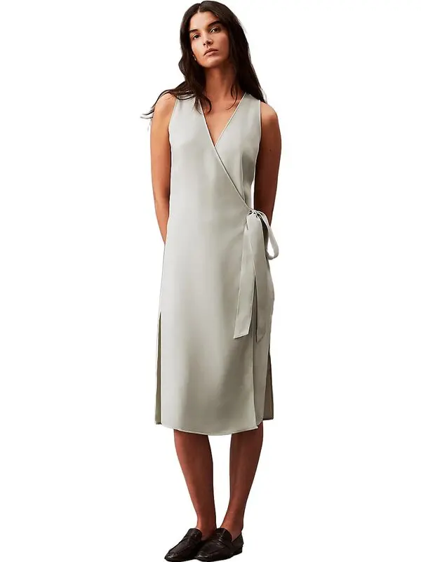 Calvin Klein Flowing Midi Wrap Dress - Desert Sage