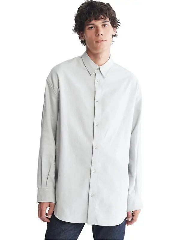 Calvin Klein Relaxed Flannel Button-down Shirt - Silver Zeppelin