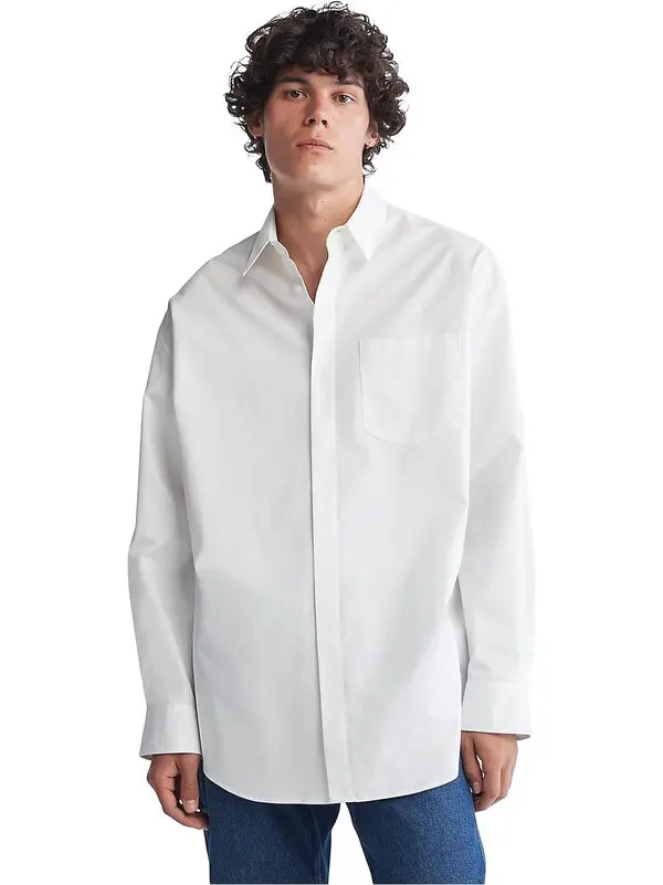 Calvin Klein Long Sleeve Oversized Button Down Shirt - Brilliant White