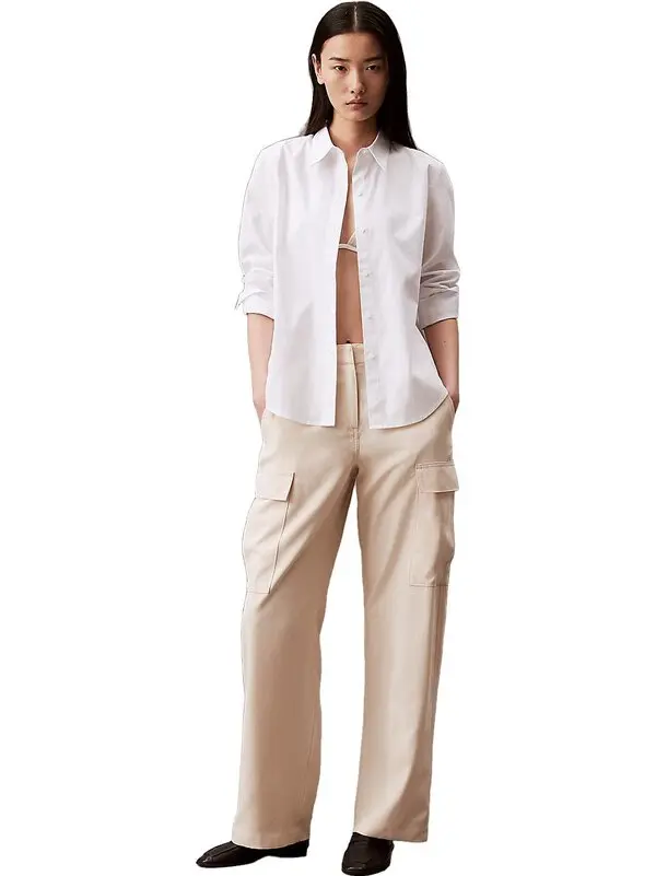 Calvin Klein Soft Twill Cargo Pants - Parchment