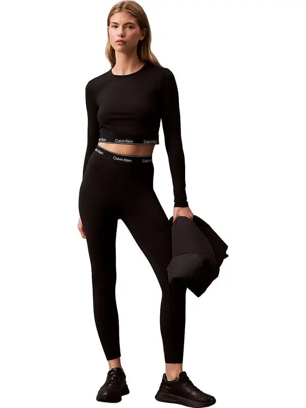 Calvin Klein Modern Sport Cropped Slim Fit Long Sleeve T-shirt - Black