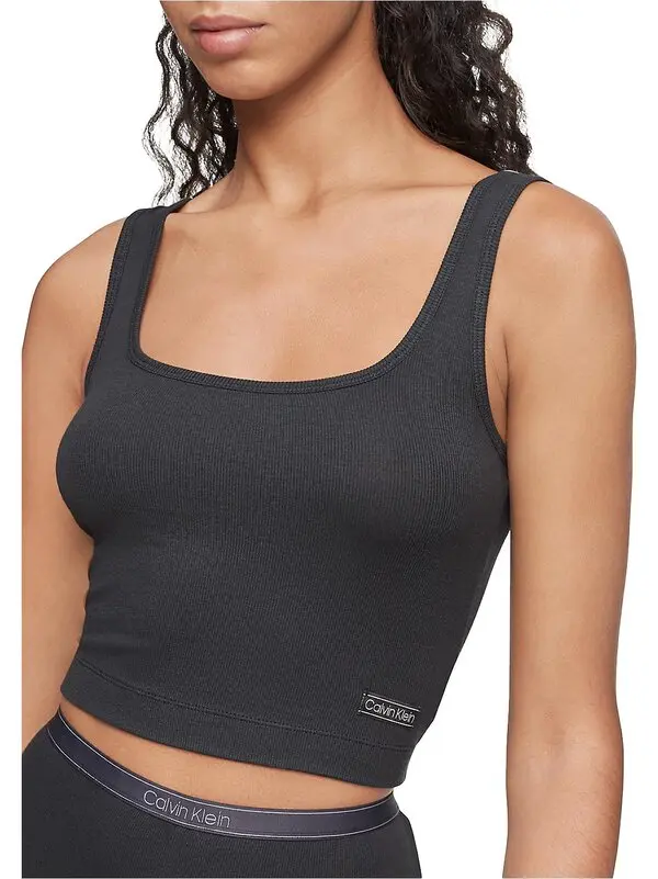 Calvin Klein Pure Ribbed Sleep Tank Top - Black