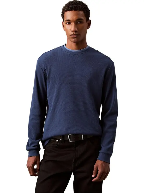 Calvin Klein Waffle Crewneck T-shirt - Insignia Blue