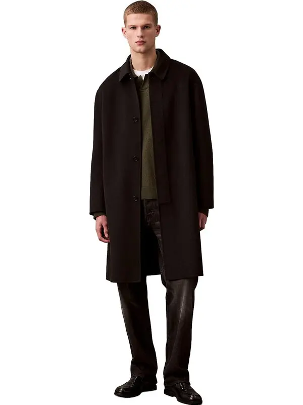 Calvin Klein Double Faced Wool Blend Car Coat - Black Beauty