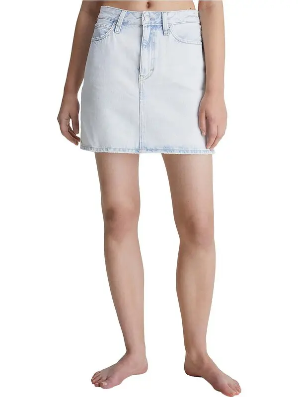 Calvin Klein High Waist A-line Denim Mini Skirt - Denim Light