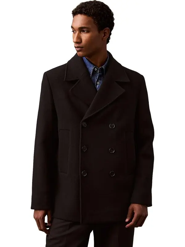 Calvin Klein Double Faced Wool Blend Coat - Black Beauty