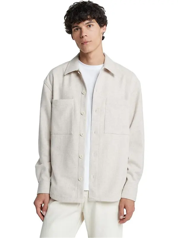 Calvin Klein Wool Blend Relaxed Button-down Shirt - Fog