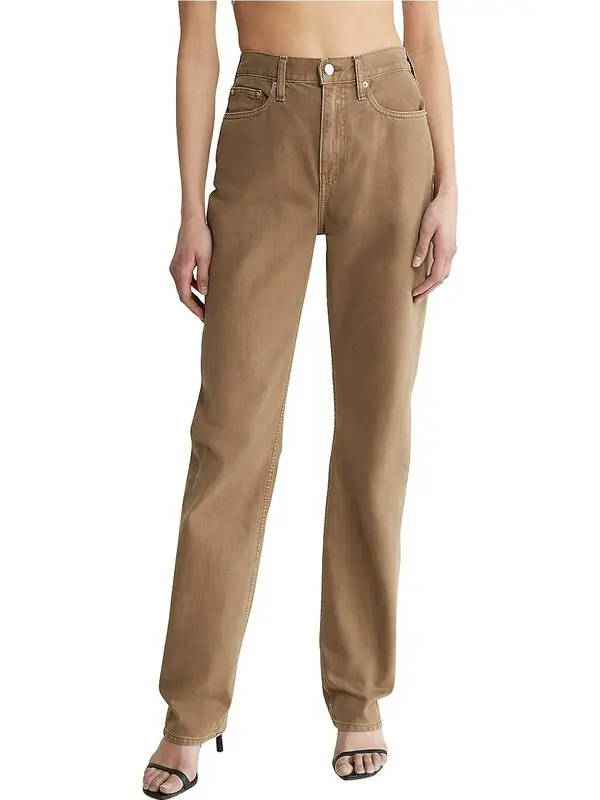 Calvin Klein High Rise Straight Leg Jeans - Brown