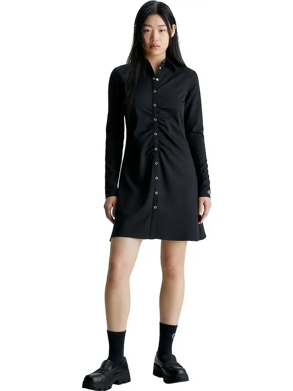 Calvin Klein Slim Button-down Shirt Dress - Black
