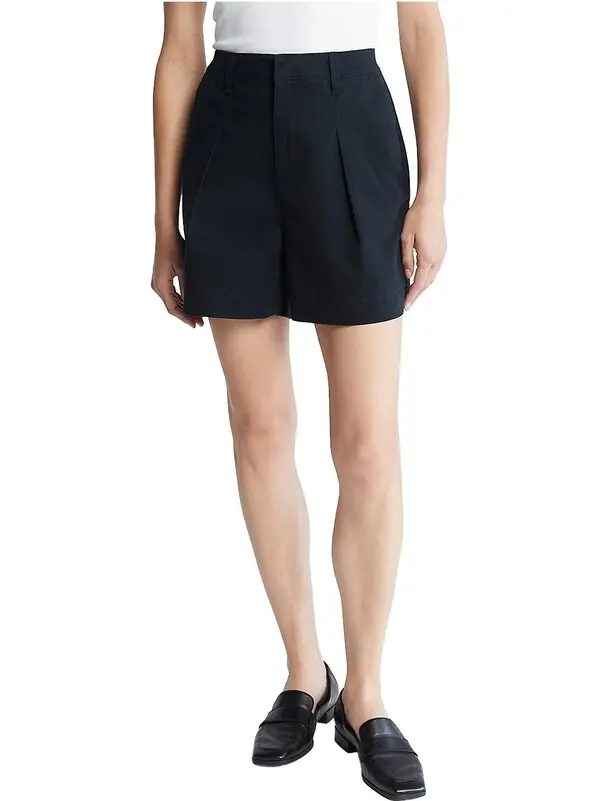 Calvin Klein Twill Pleated 5-inch Shorts - Black