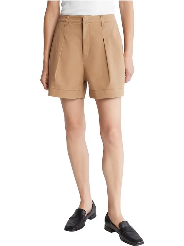 Calvin Klein Twill Pleated 5-inch Shorts - Tigers Eye