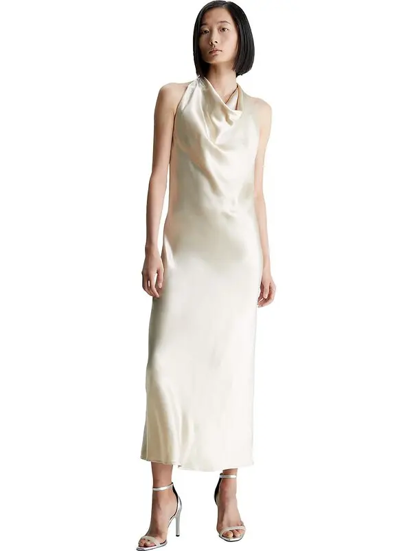 Calvin Klein Shine Halterneck Maxi Dress - Angora