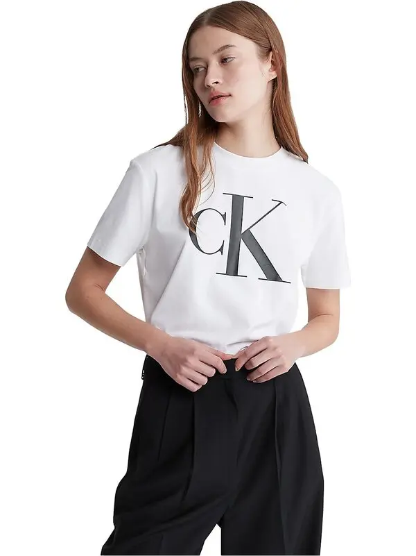 Calvin Klein Monogram Logo Crewneck T-shirt - White