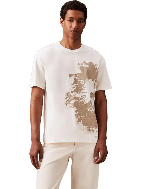 Calvin Klein Night Flower Graphic Classic Crewneck T-shirt - Egret