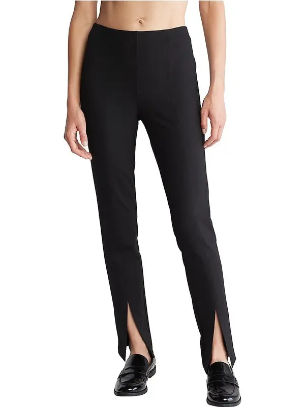 Calvin Klein Open Slit Ponte Skinny Pants - Black
