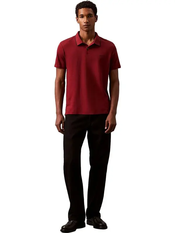 Calvin Klein Liquid Cotton Tipped Polo Shirt - Syrah