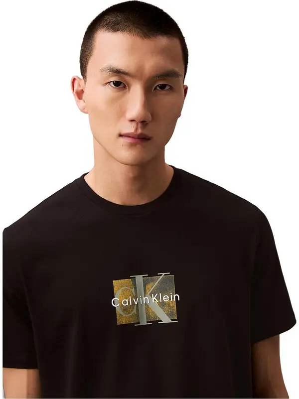 Calvin Klein Box Logo Overlay Classic Crewneck T-shirt - Black Beauty