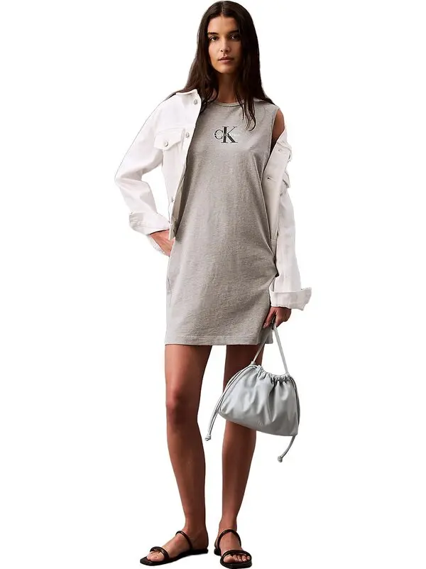 Calvin Klein Monogram Logo T-shirt Dress - Heroic Gray Heather