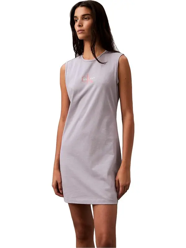 Calvin Klein Monogram Logo T-shirt Dress - Lilac Marble