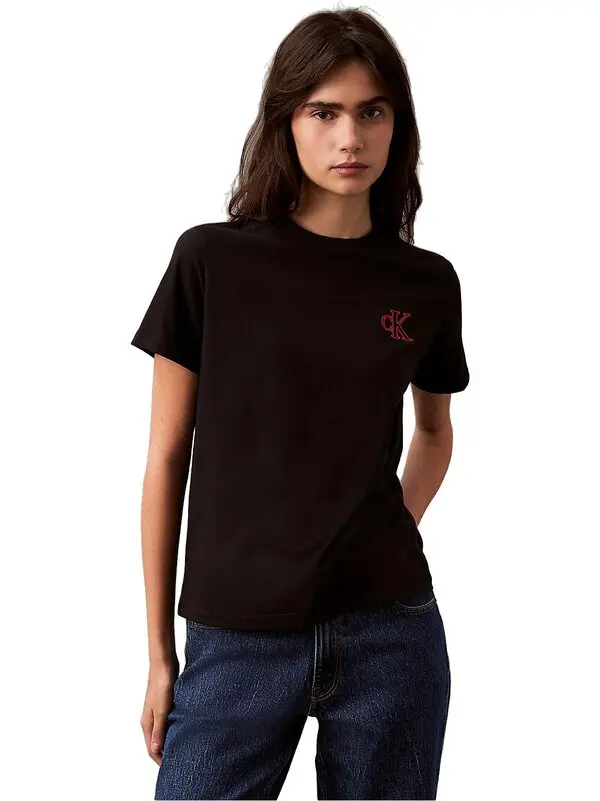 Calvin Klein Embroidered Monogram Logo T-shirt - Black Beauty