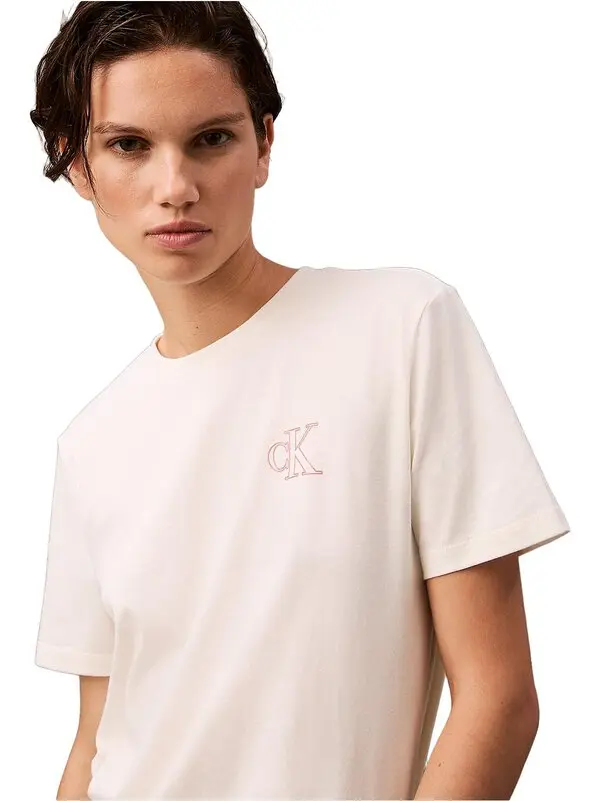 Calvin Klein Embroidered Monogram Logo T-shirt - Vanilla Ice