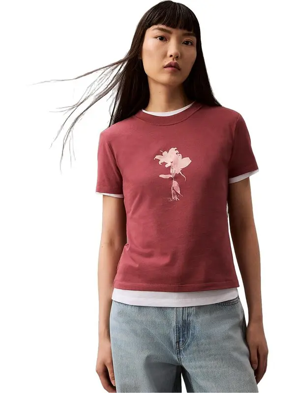 Calvin Klein Floral Graphic Slim Fit T-shirt - Apple Butter