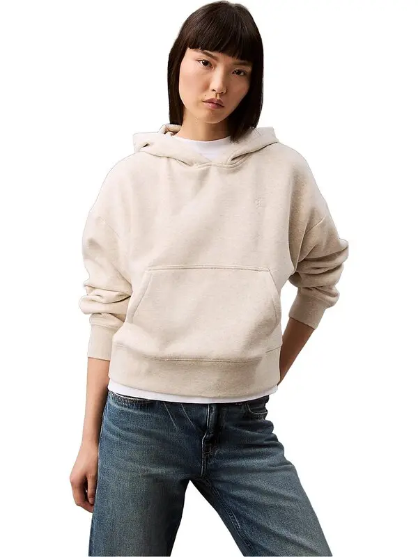 Calvin Klein Archive Logo Fleece Hoodie - Vanilla Heather