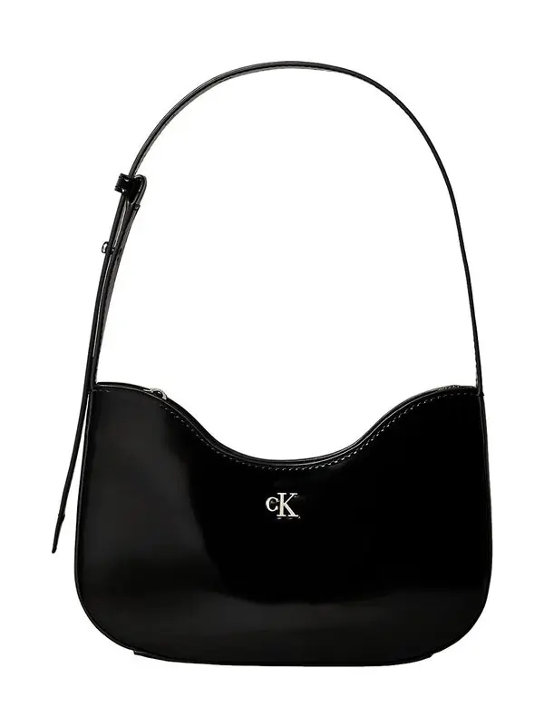 Calvin Klein Minimal Monogram Curved Shoulder Bag - Black
