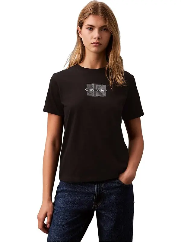 Calvin Klein Monogram Logo Overlay Graphic Classic T-shirt - Black Beauty