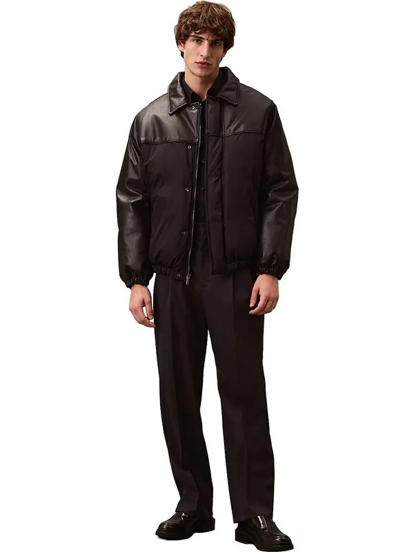 Calvin Klein Leather Nylon Puffer Jacket - Vulcan