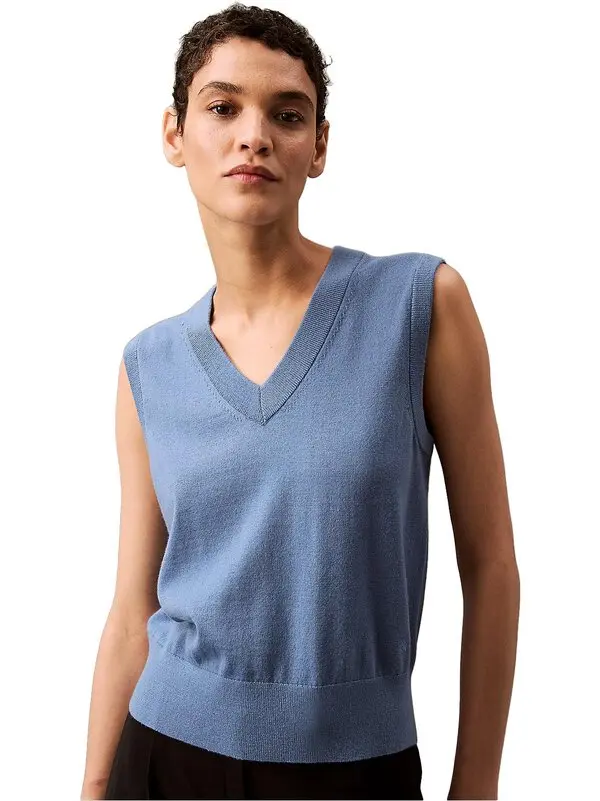 Calvin Klein Merino Blend Sweater Vest - Blue Horizon