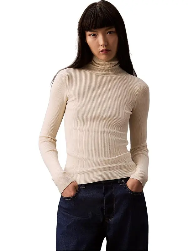 Calvin Klein Slim Turtleneck Sweater - Antique White