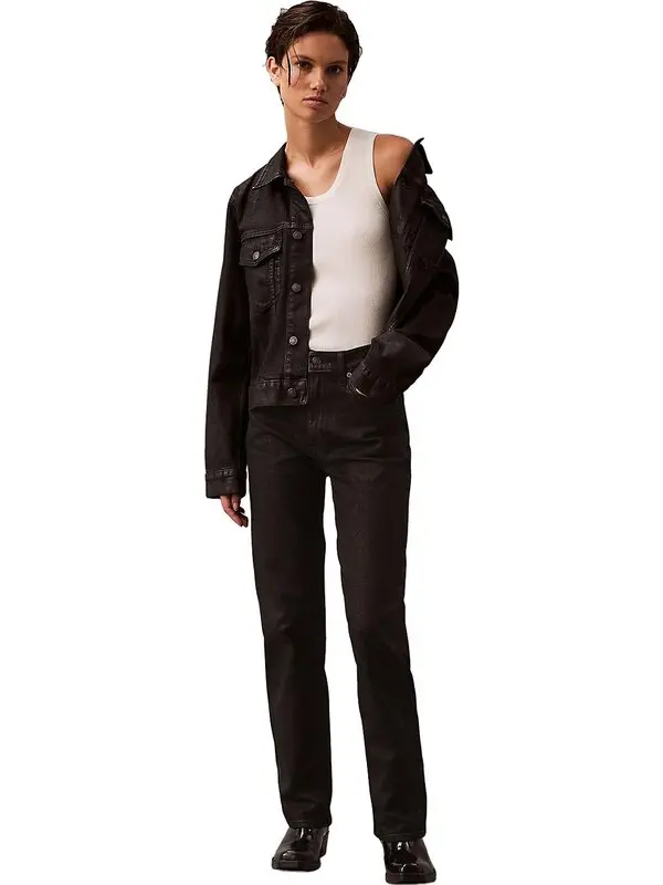 Calvin Klein Coated High-rise Straight-fit Jeans - Snakeskin