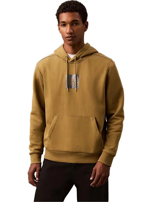 Calvin Klein Fleece Hoodie With Metallic Logo - Gothic Olive