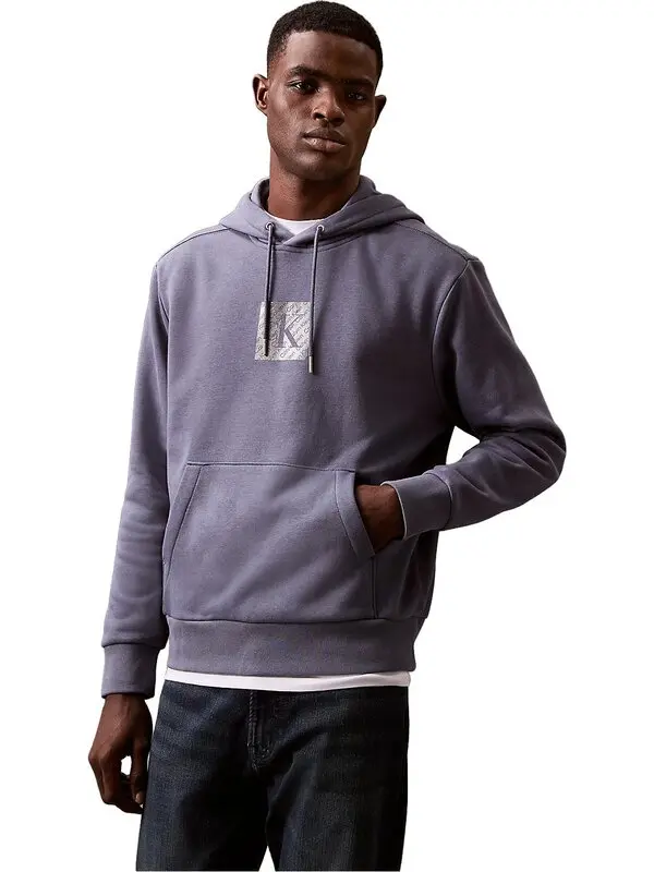 Calvin Klein Fleece Hoodie With Metallic Logo - Grisaille