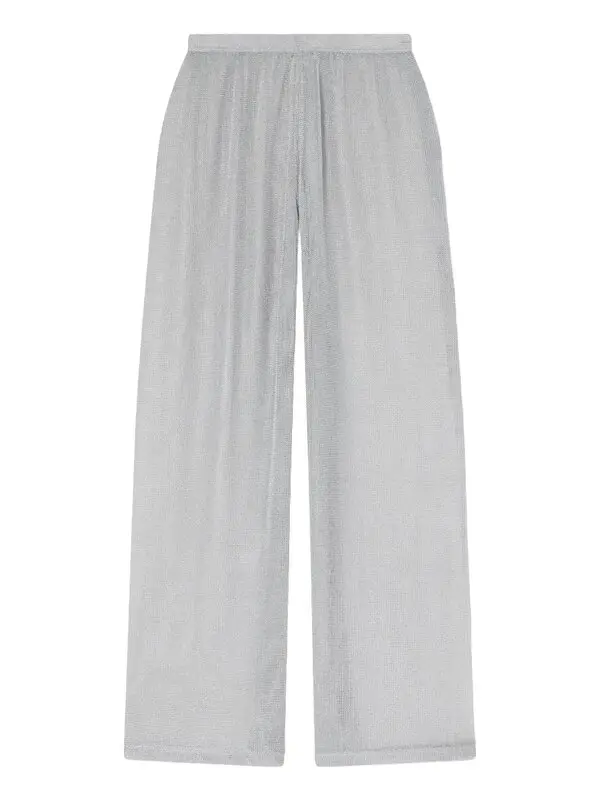 Staud Metallic Knitted Wide-leg Pants - Silver