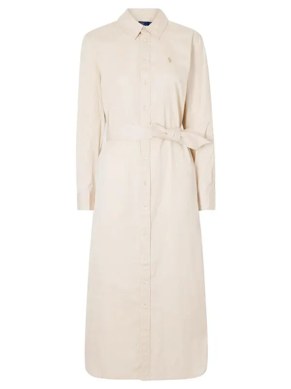 Polo Ralph Lauren Belted Striped Cotton-poplin Maxi Shirt Dress - Neutrals
