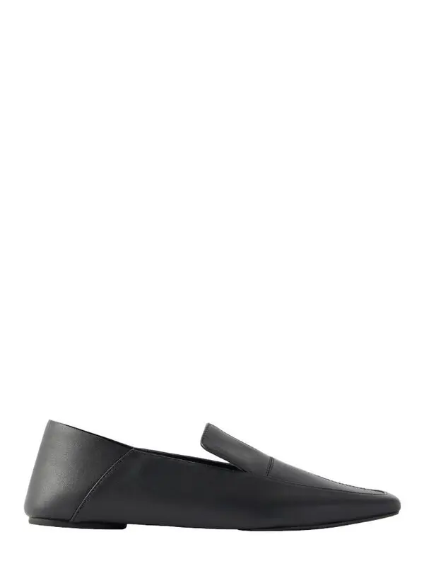 ST. AGNI Minimal Leather Loafers - Black