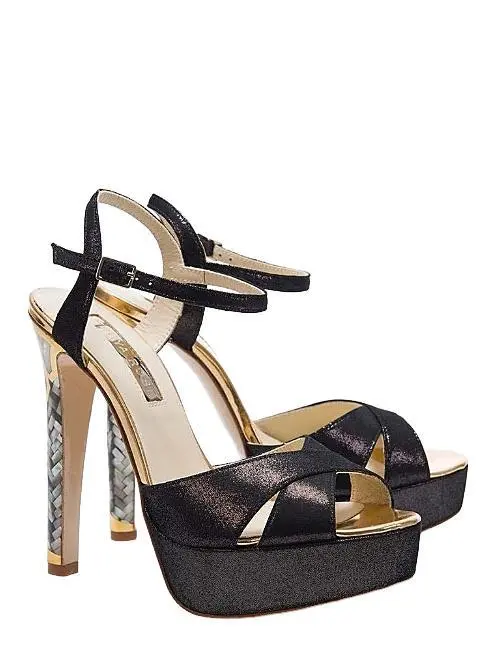 FREYA ROSE Cleopatra Noir Ankle Strap Heel Sandal - Black