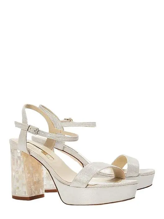 FREYA ROSE Gigi Ankle Strap Pearl Heel Sandal - Ivory