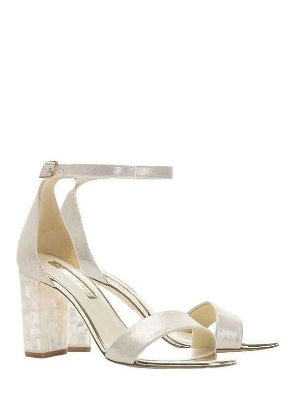 FREYA ROSE Martene Ankle Strap Pearl Heel Sandal - Champagne