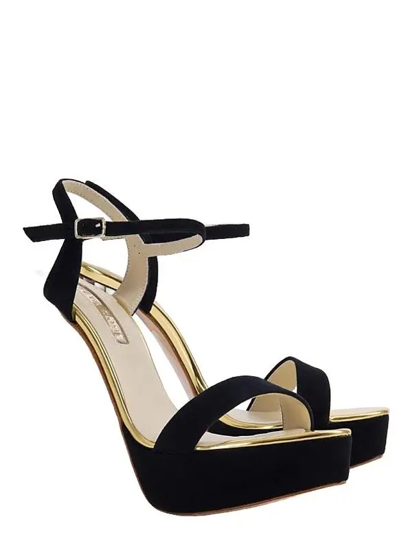 FREYA ROSE Jito Ankle Strap Pearl Heel Sandal - Black