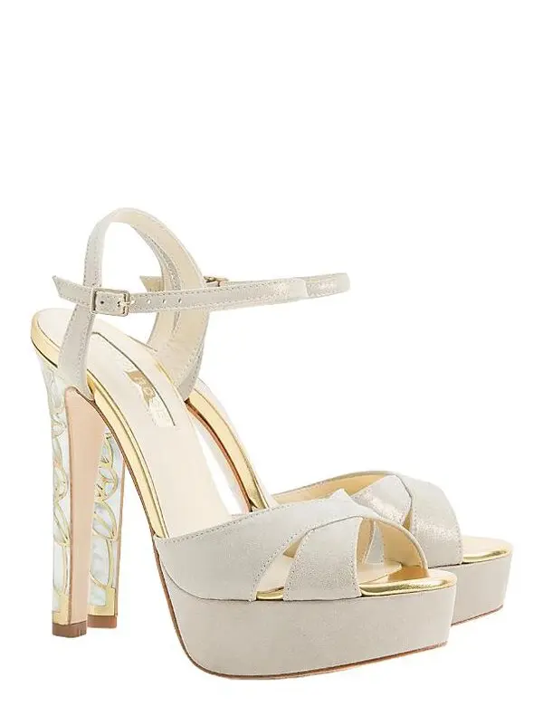 FREYA ROSE Rose In Bloom Ankle Strap Pearl Heel Sandal - Taupe