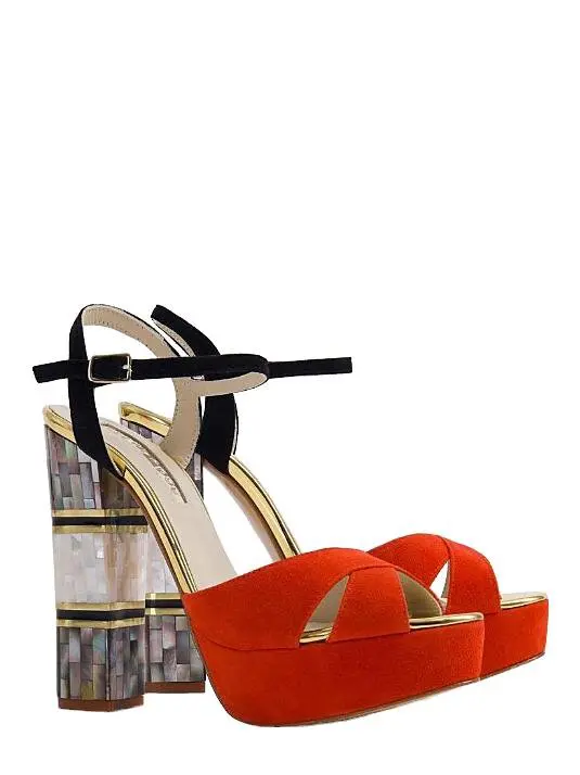 FREYA ROSE Suki Ankle Strap Platform Heel Sandal - Red