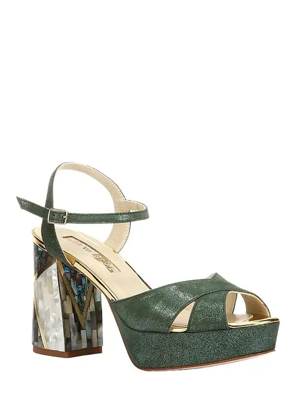 FREYA ROSE Zahra Verde Ankle Strap Pearl Heel Sandal - Green