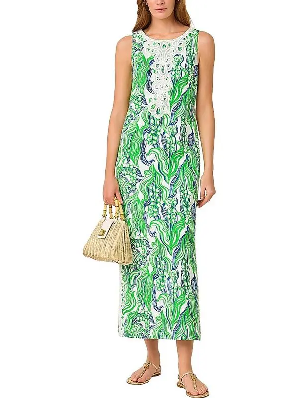 Lilly Pulitzer® Marleigh Maxi Shift Dress - Putting Green Lilly Of The Valley